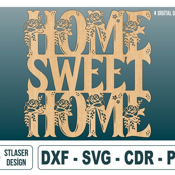 Laser Cut Wall Decor, Home Sweet Home Laser Cut File, - Etsy