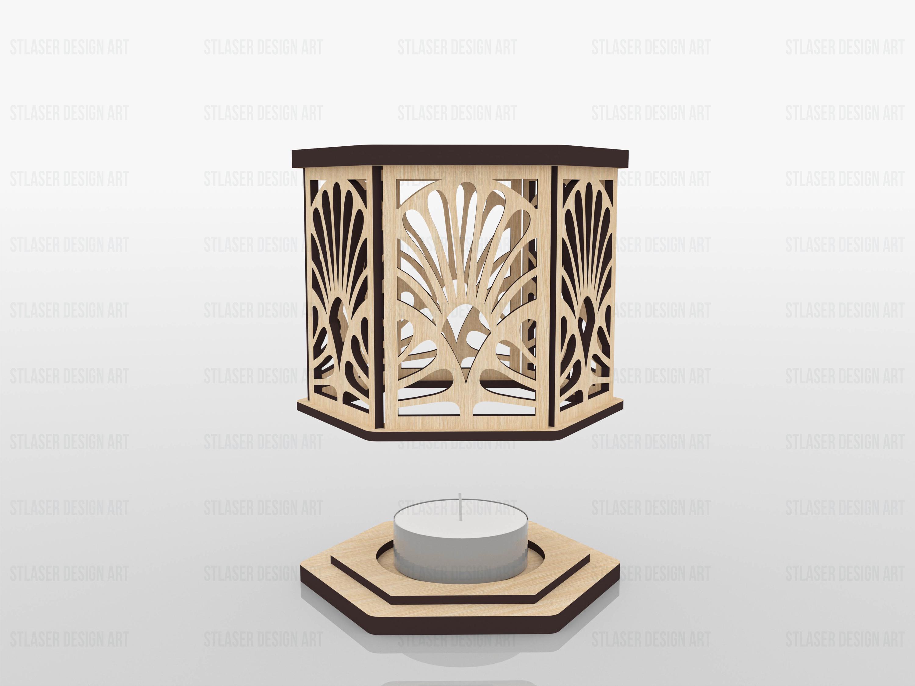 5 Different Hexagon Tealight Holder Laser Cut Svg Files, Vector Files ...