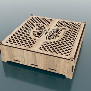 Decorative Laser Cut Wooden Box With Lid, Vector Files for Wood Laser ...