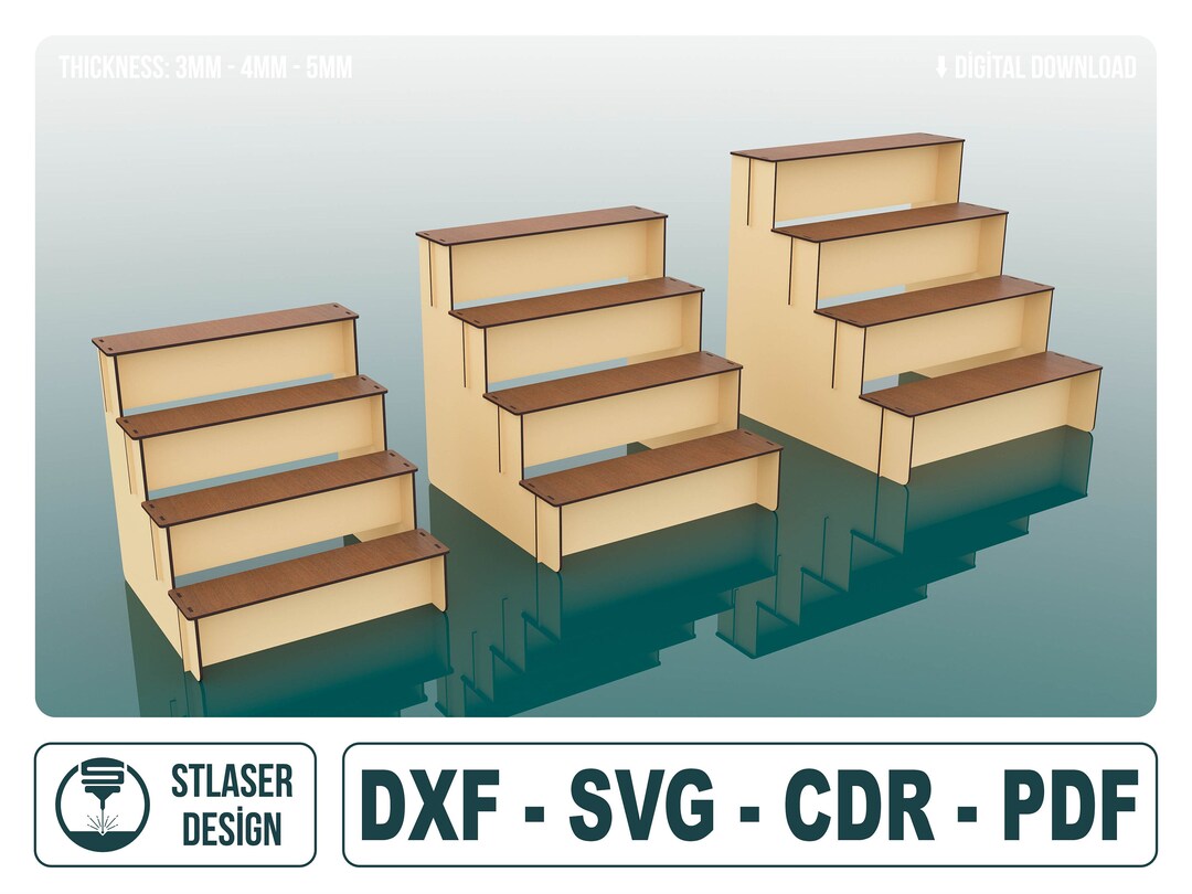 Display Stand Laser Cut Svg Files 4 Shelf Display Stand - Etsy