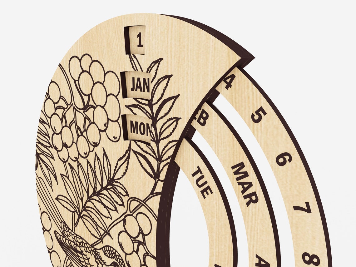 Calendrier perpétuel découpé au laser en bois fichiers - Etsy France