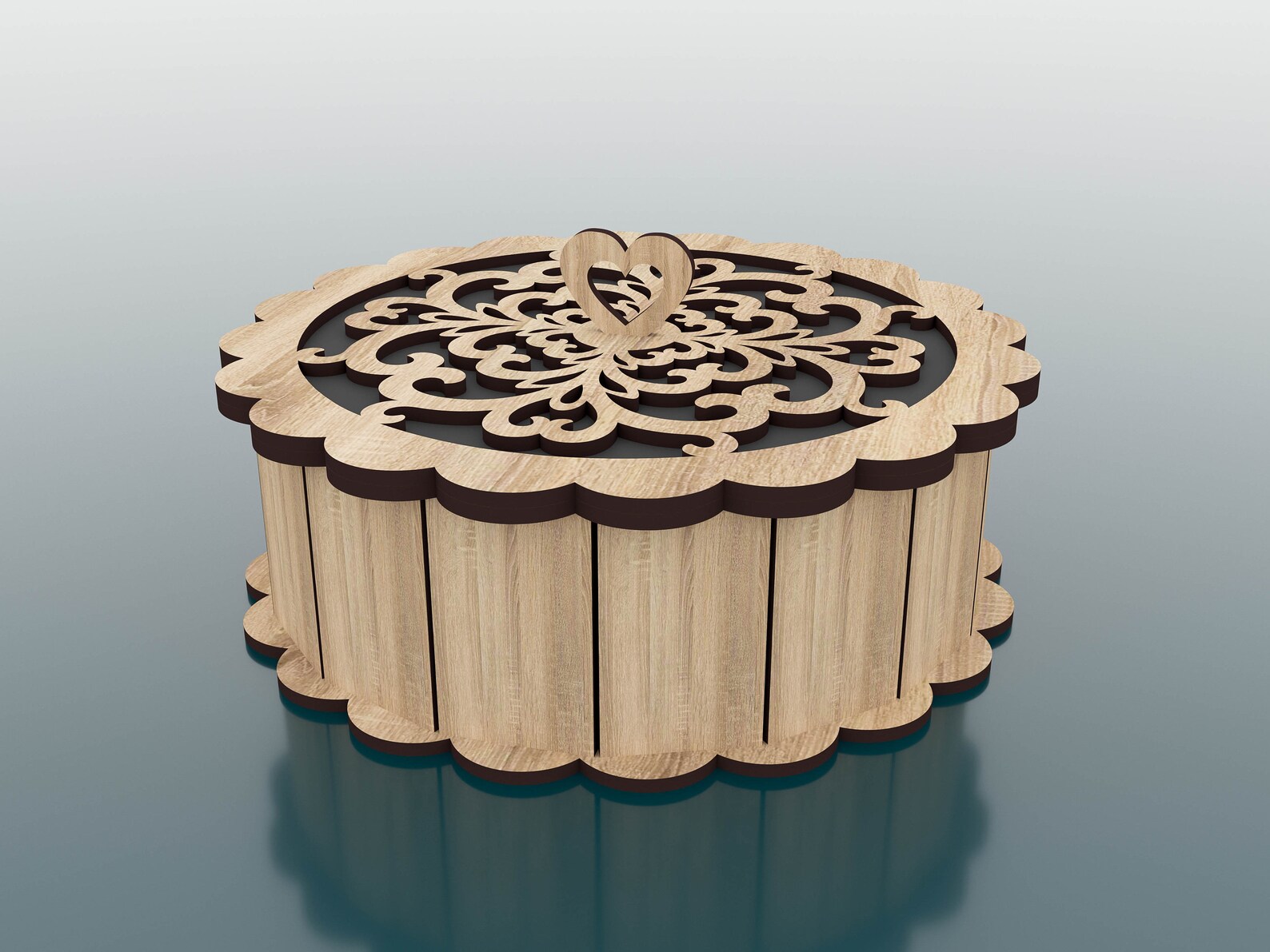 Decorative Round Gift Box Laser Cut Svg Files Vector Files - Etsy
