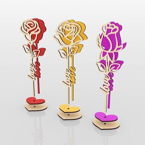 Archivos Svg de corte láser de rosa de dos capas, archivos vectoriales ...