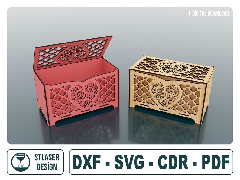 Wooden Box With Heart Laser Cut Wooden Gift Box Laser Cut - Etsy