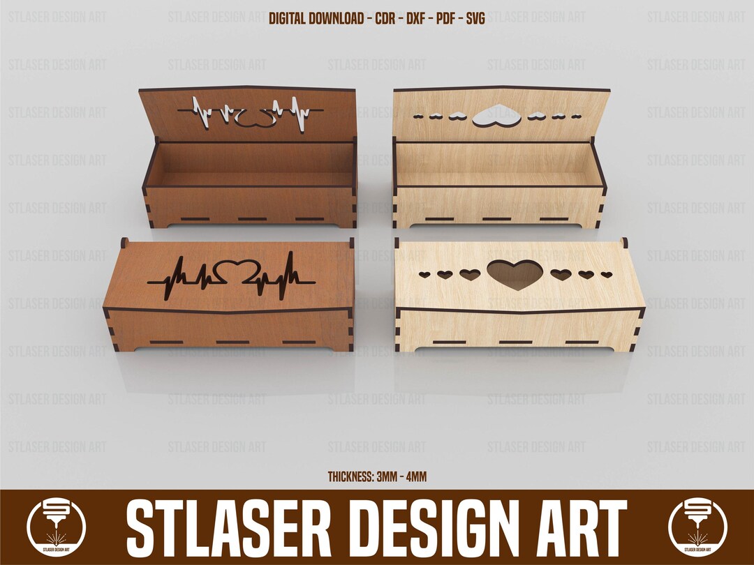 Gift Box Laser Cut Svg Files, Jewelry Box Vector Files for Wood Laser ...