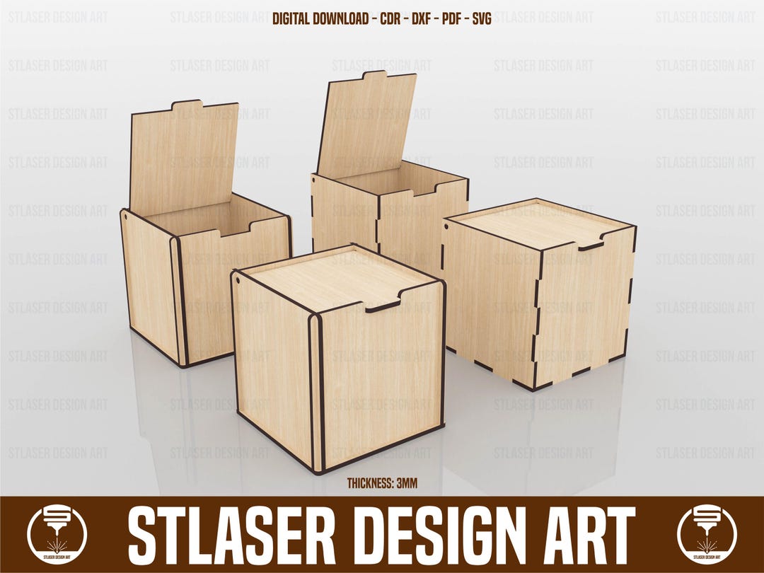 Two Different Box Laser Cut Box With Lid, Vector Files for Wood Laser ...
