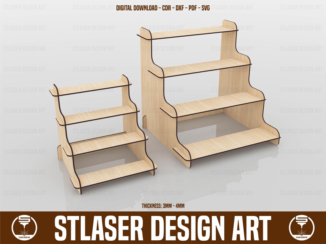 4 Shelf Display Stand Svg Files, Vector Files for Wood Laser Cutting - Etsy