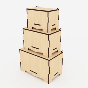 Laser Cut Multi-purpose Box in Three Different Sizes, Wooden Box With ...