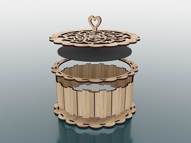 Decorative Round Gift Box Laser Cut Svg Files Vector Files - Etsy