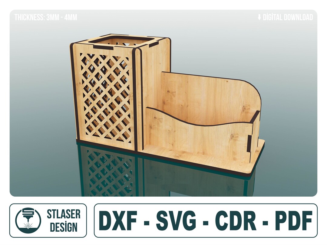 Laser Cut Pencil Business Card Holder Svg Files, Vector Files for Wood ...