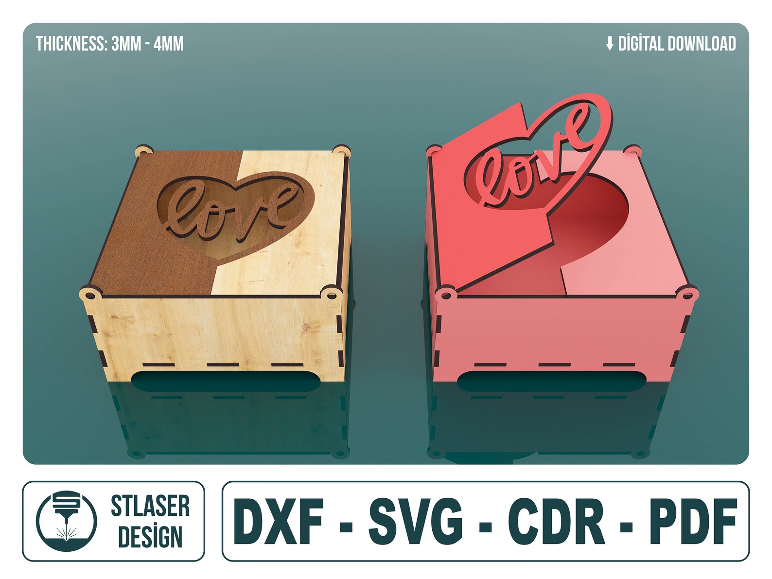 Laser Cut Decorative Box With Lid Svg Files, Vector Files for Wood ...