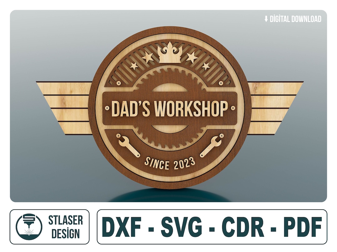 Dad’s Workshop Sign Laser Cut Svg Files, Vector Files for Wood Laser ...