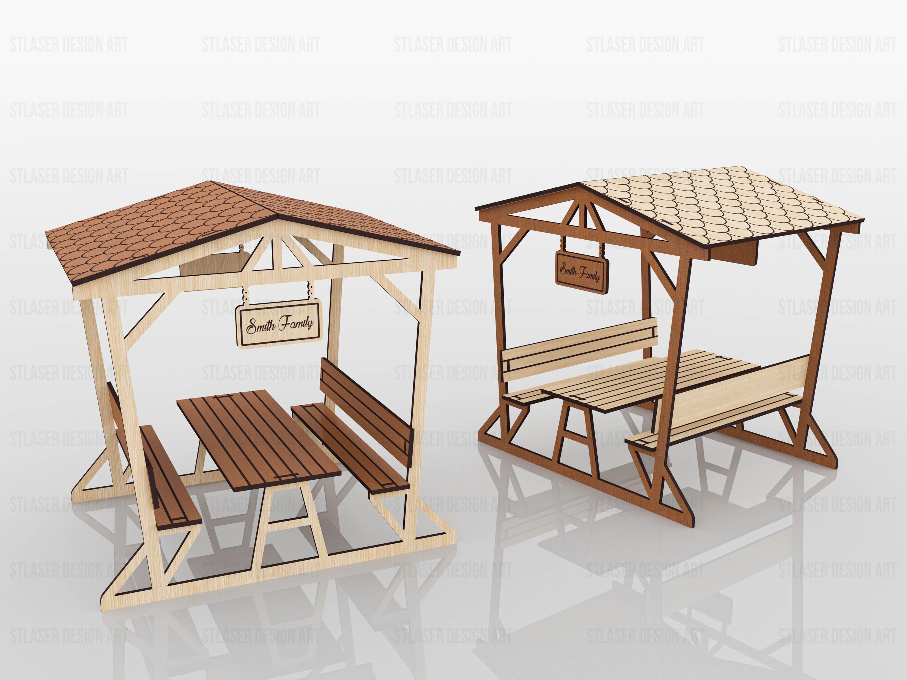 Camellia Picnic Table Laser Cut Svg Files, Vector Files for Wood Laser ...