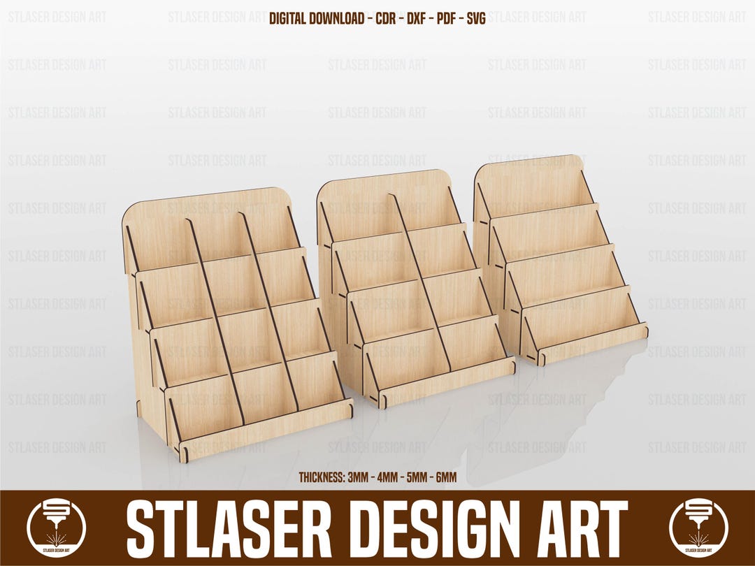 Display Stand Laser Cut Svg Files, 4 Shelf Display Stand Files, Vector ...
