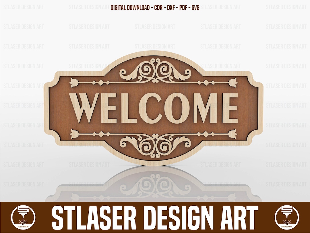 Welcome Sign, Door Hanger Laser Cut Svg Files, Vector Files for Wood ...