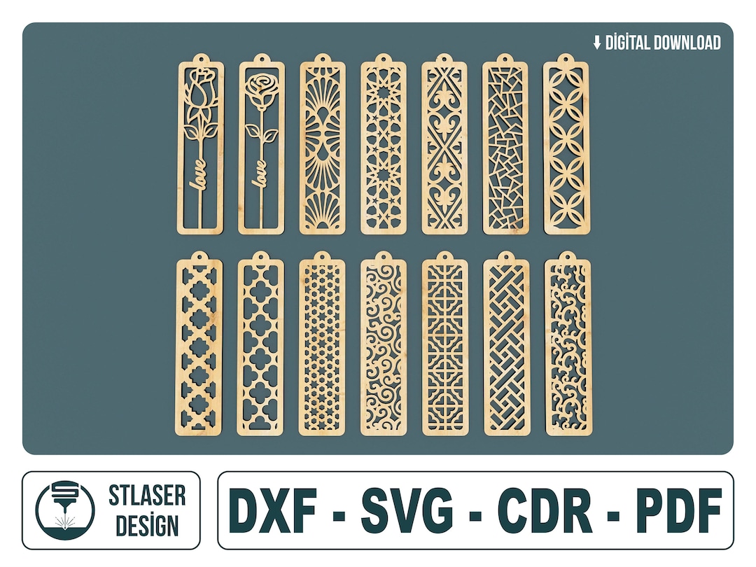 Laser Cut 14 Bookmarks Svg Files, Vector Files for Wood Laser Cutting ...