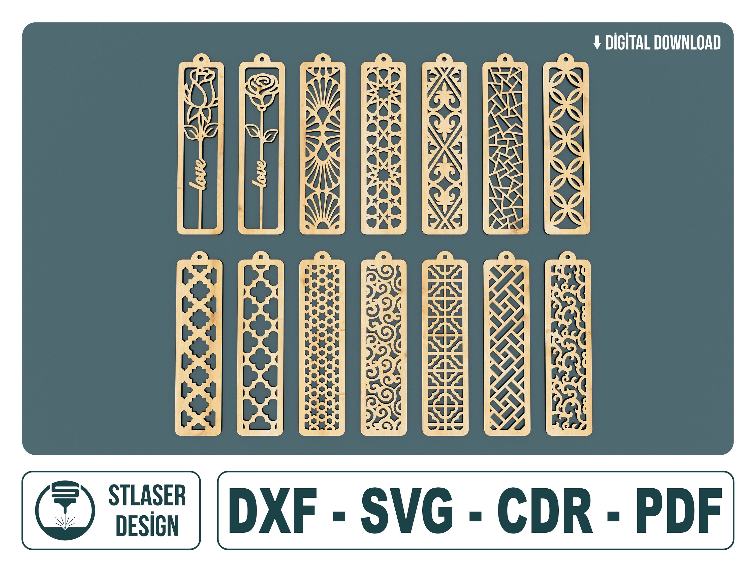 Laser Cut 14 Bookmarks Svg Files Vector Files for Wood Laser - Etsy UK