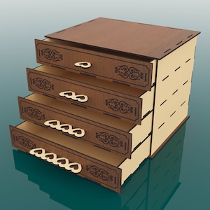 Chest of Drawers Box Laser Cut Svg Files, Vector Files for Wood Laser ...