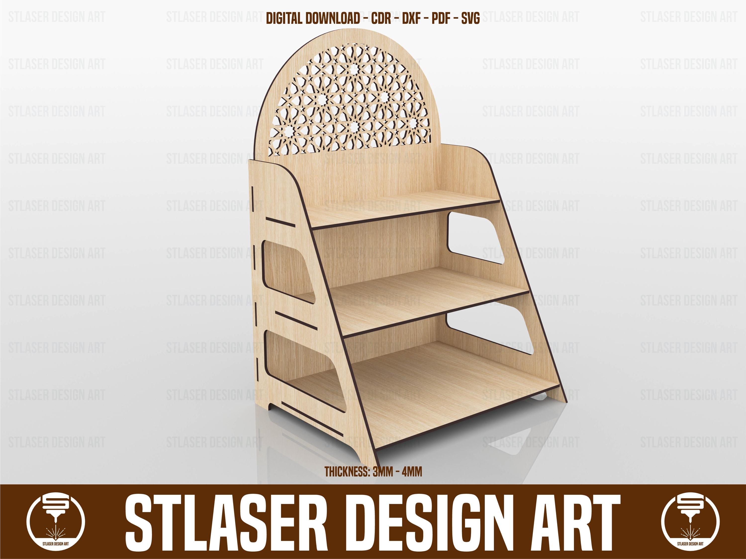 Display Stand Laser Cut Svg Files , 3 Shelf Display Stand Files, Vector ...