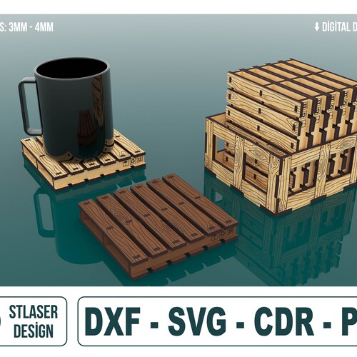 Boxed Pallet Coaster Svg Files Vector Files for Wood Laser - Etsy Canada