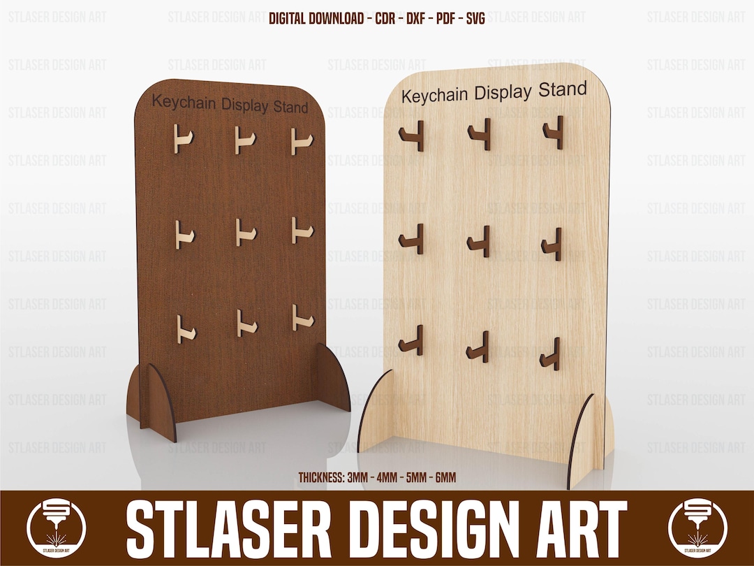 Laser Cut Keychain Display Stand Svg Files, Vector Files for Wood Laser ...