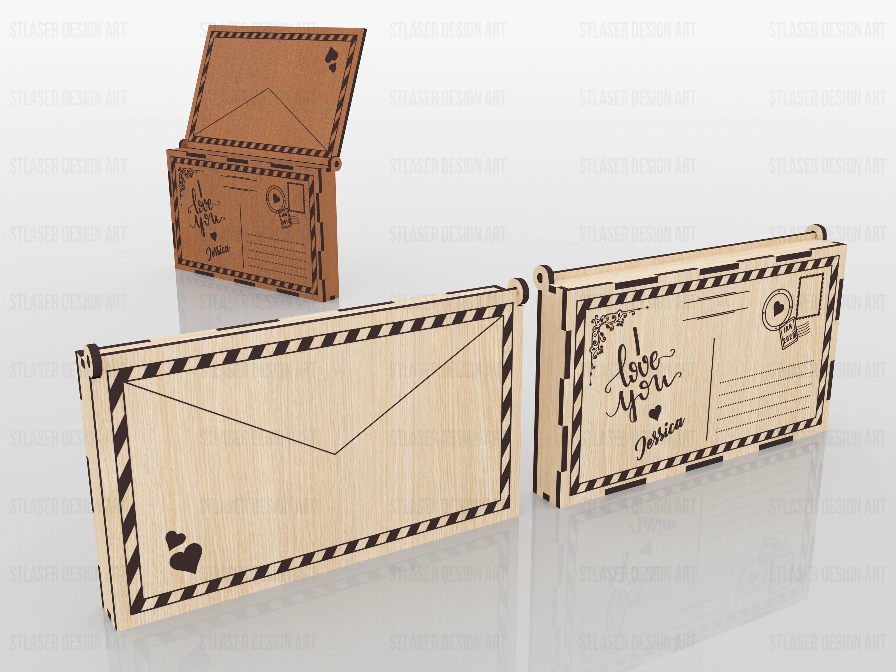 Laser Cut Envelope With Flap Box Svg Files, Vector Files for Wood Laser ...
