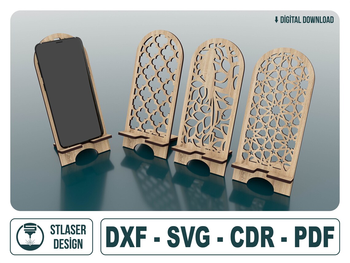 Wooden Phone Holder Files Laser Cut Phone Stand Vector Files - Etsy