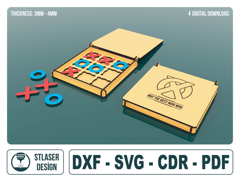 Laser Cut Tic Tac Toe Wooden Game Svg Files Vector Files for - Etsy