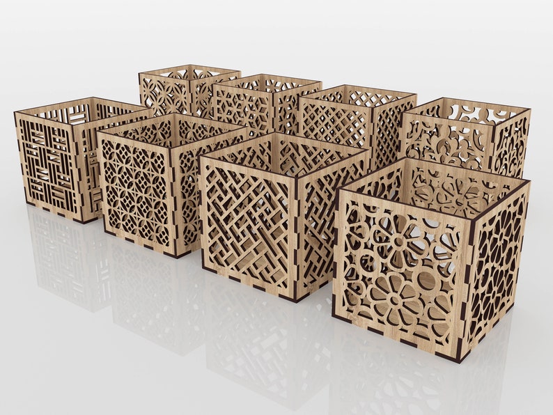 Laser Cut Decorative Box Svg Files 8 Patterns Glowforge Svg - Etsy