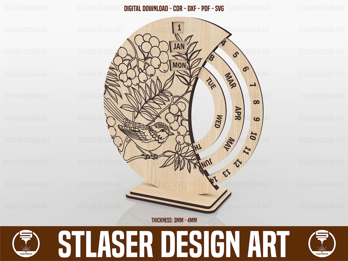 Wooden Laser Cut Perpetual Calendar, Vector Files for Wood Laser ...