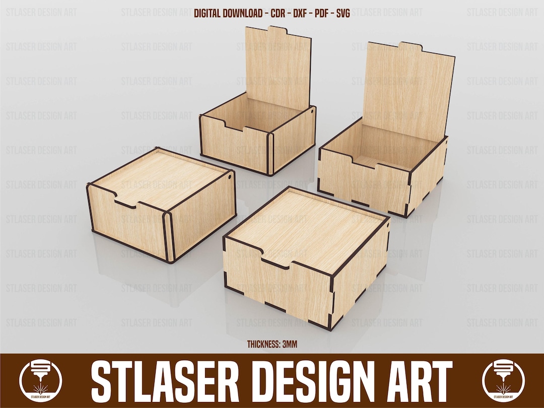 2 Different Box, Laser Cut Wooden Box With Lid, Vector Files for Wood ...
