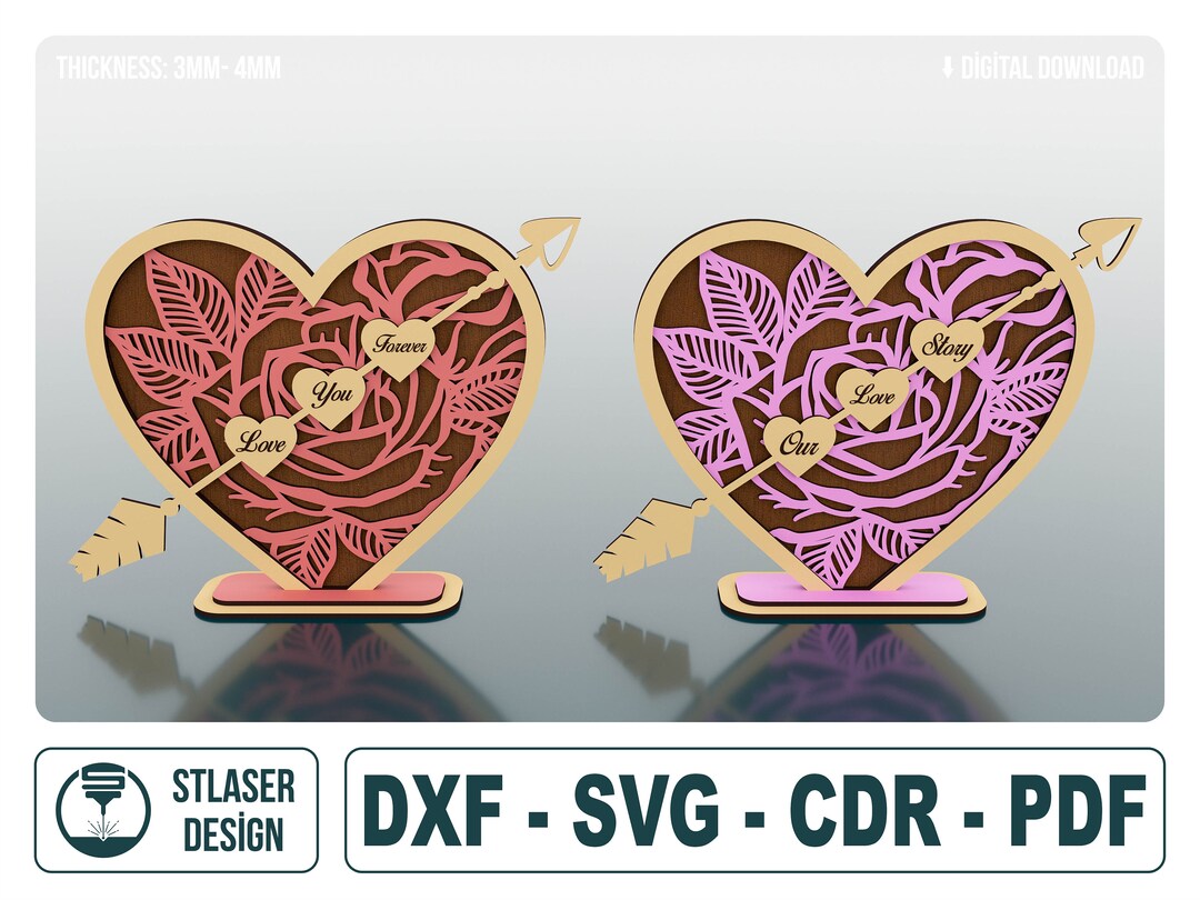 Decorative Heart Laser Cut Svg Files, Vector Files for Wood Laser ...