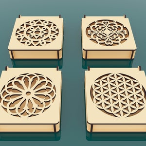 12 Different Pattern Decorative Gift Box Laser Cut Svg Files, Jewelry ...