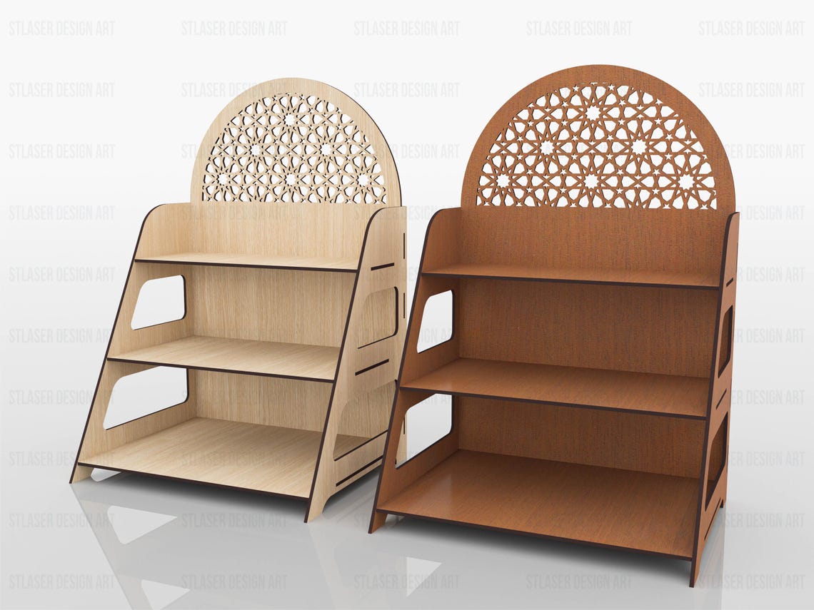 Display Stand Laser Cut Svg Files , 3 Shelf Display Stand Files, Vector ...