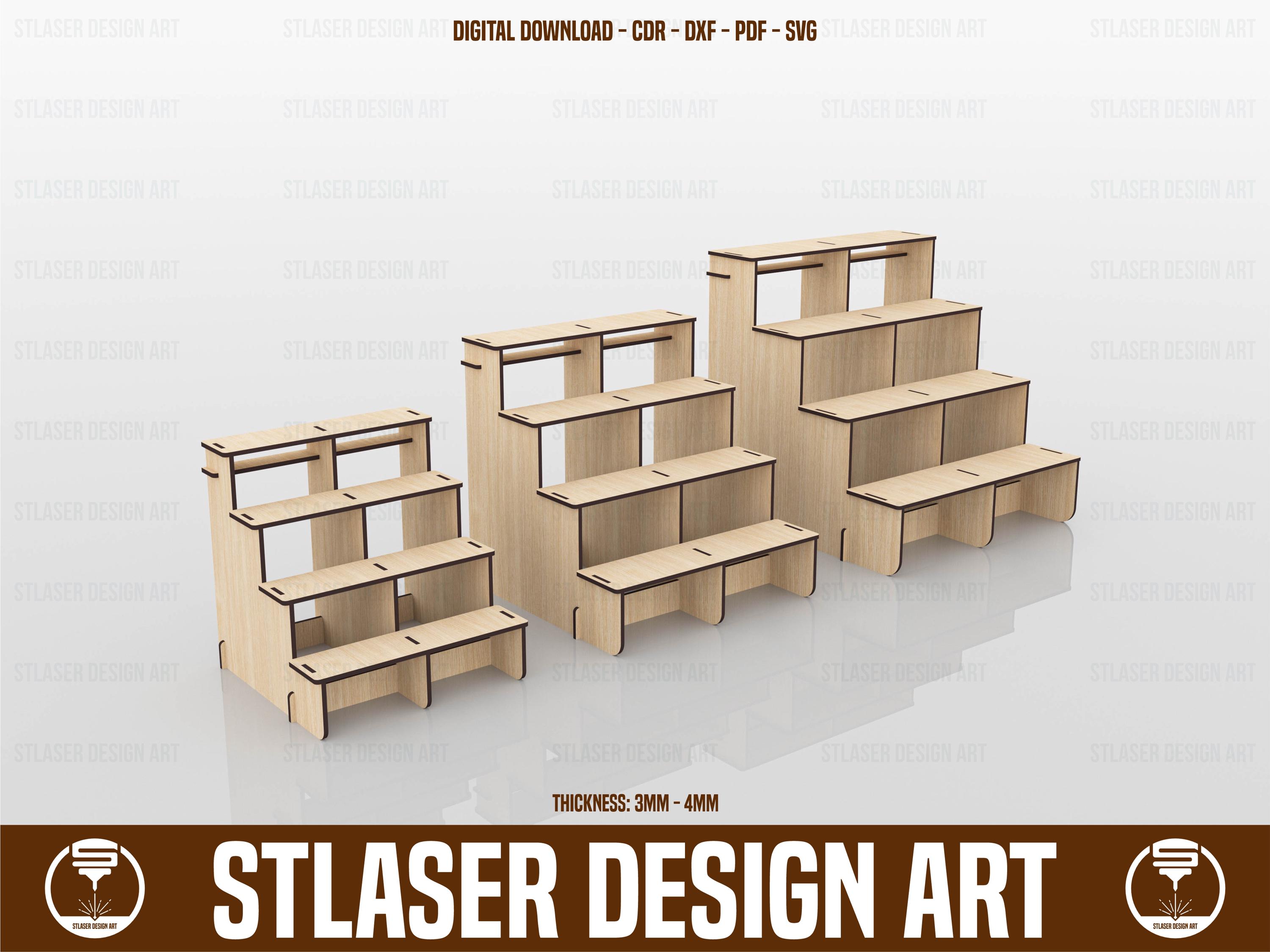 Display Stand Laser Cut Svg Files , 4 Shelf Display Stand Files, Vector ...