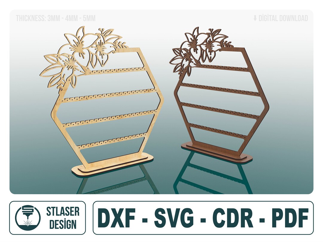 Laser Cut Earring Stand Svg Files, Earring Holder Files, Vector Files ...