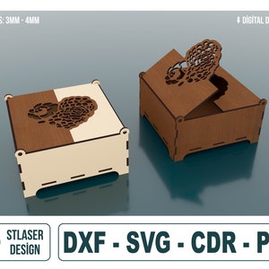 Laser Cut Decorative Box With Lid Svg Files, Vector Files for Wood ...