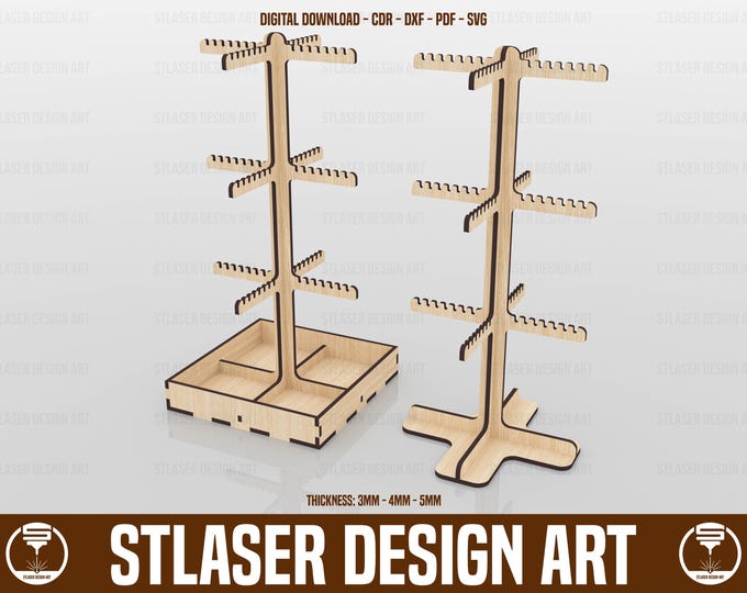 Display Stand Laser Cut Svg Files , 3 Shelf Display Stand Files, Vector ...