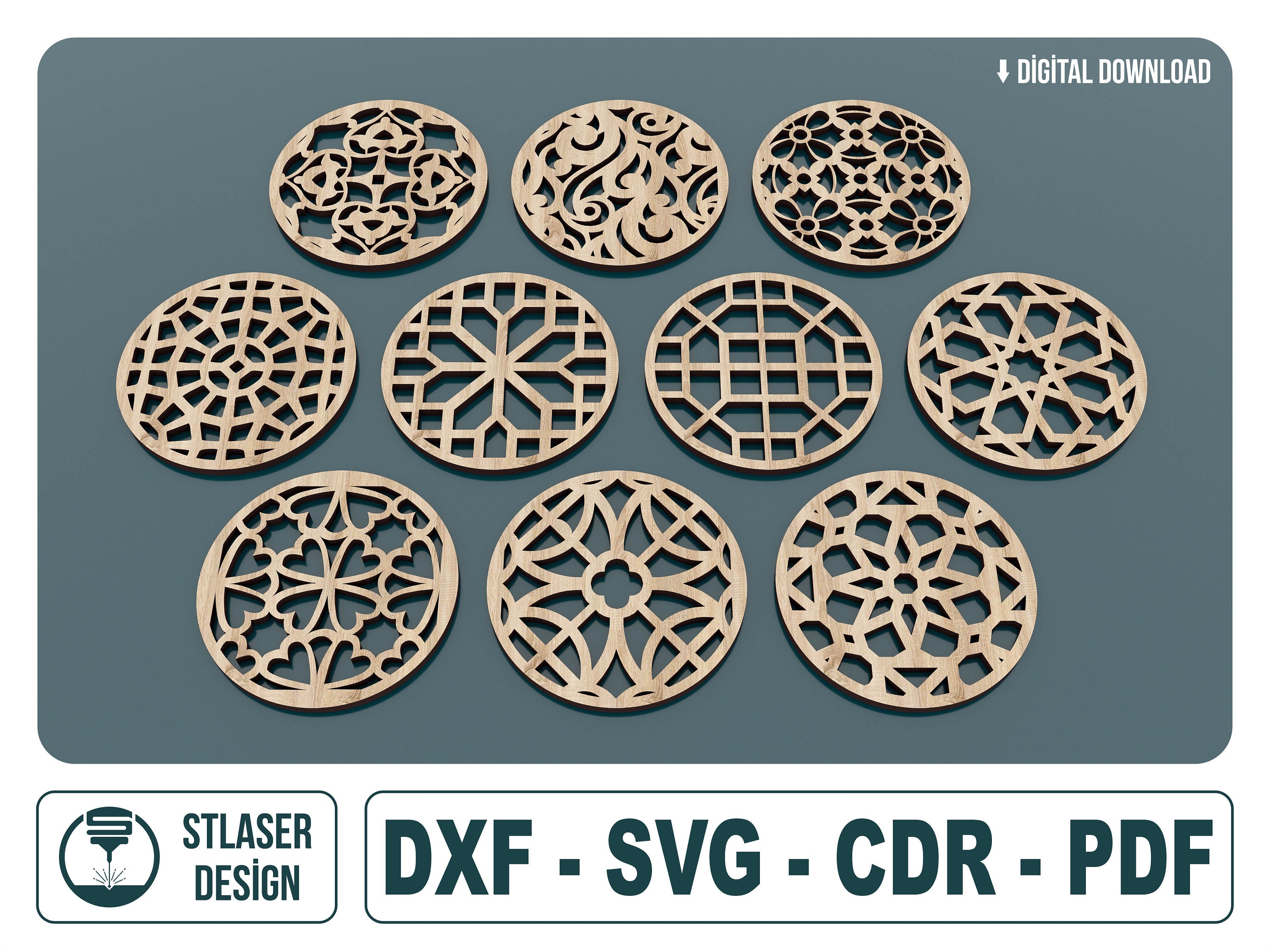 10 Wood Grill Trivet Coaster Templates Laser Cut Wall Decor - Etsy