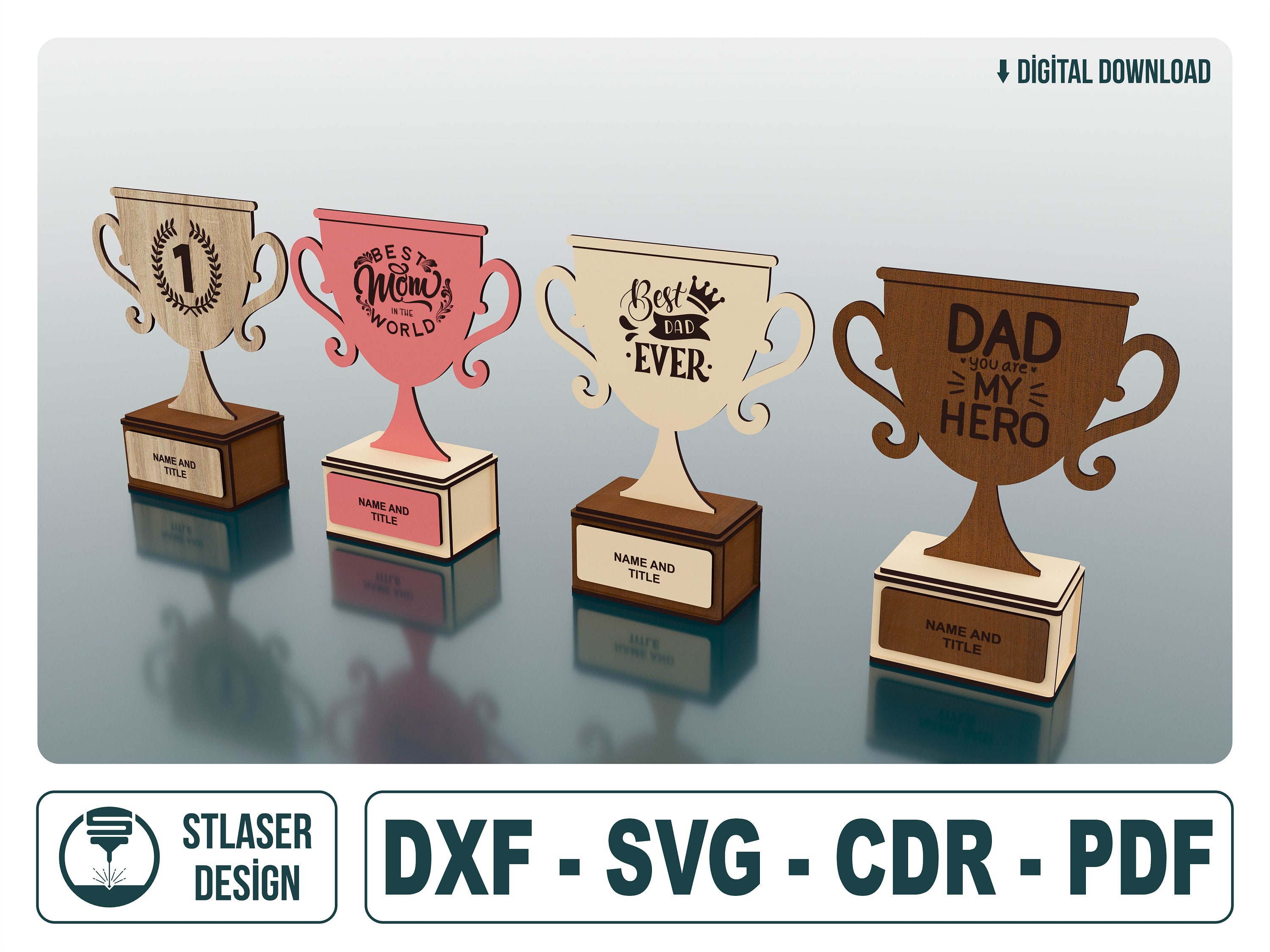 Award Trophy Laser Cut Files Wood Award Svg Files 3mm Laser - Etsy Canada