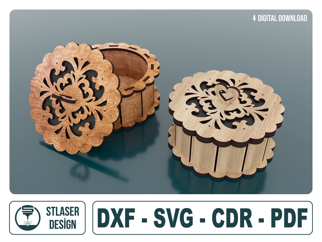 Decorative Round Gift Box Laser Cut Svg Files, Vector Files for Wood ...
