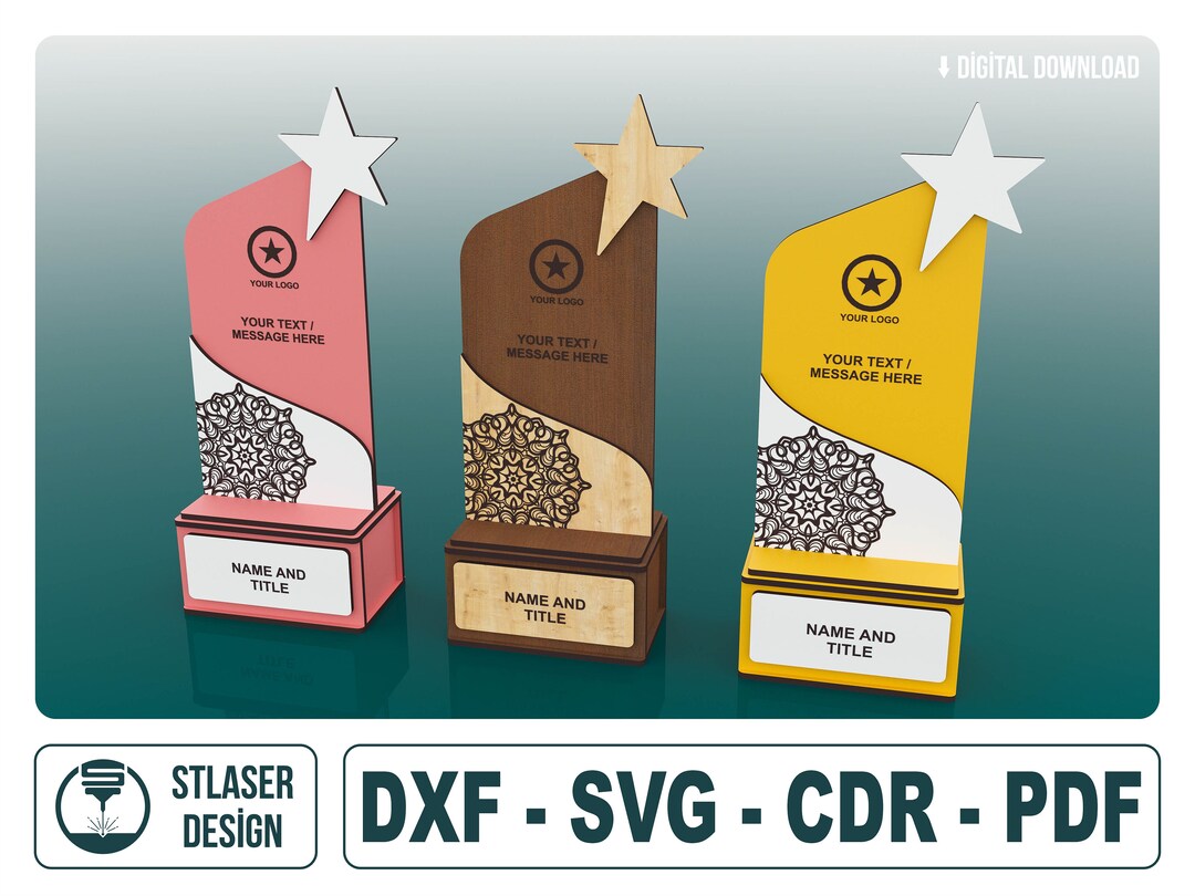 Award Trophy Laser Cut Files, Wood Award Svg Files, Vector Files for ...