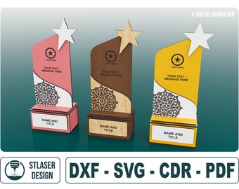 Award Trophy Laser Cut Files, Wood Award Svg Files, Vector Files for ...