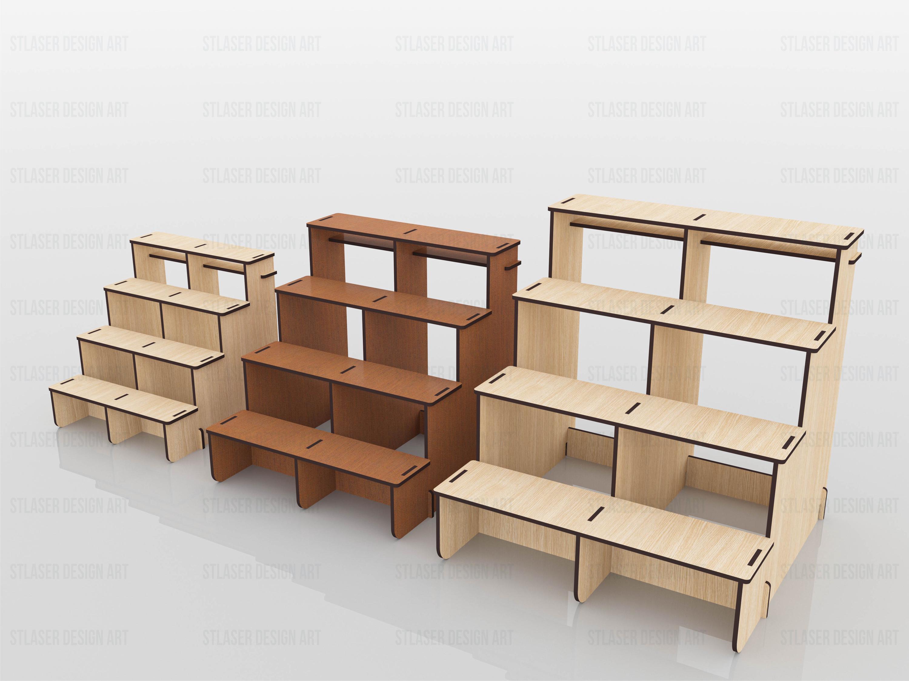 Display Stand Laser Cut Svg Files , 4 Shelf Display Stand Files, Vector ...