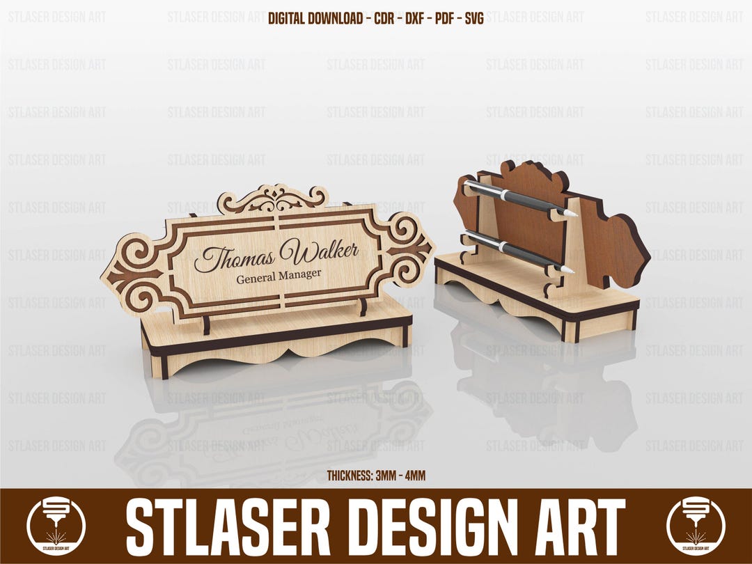 Laser Cut Desk Nameplates Svg Files, Vector Files for Wood Laser ...
