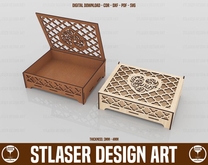 12 Different Pattern Decorative Gift Box Laser Cut Svg Files, Jewelry ...