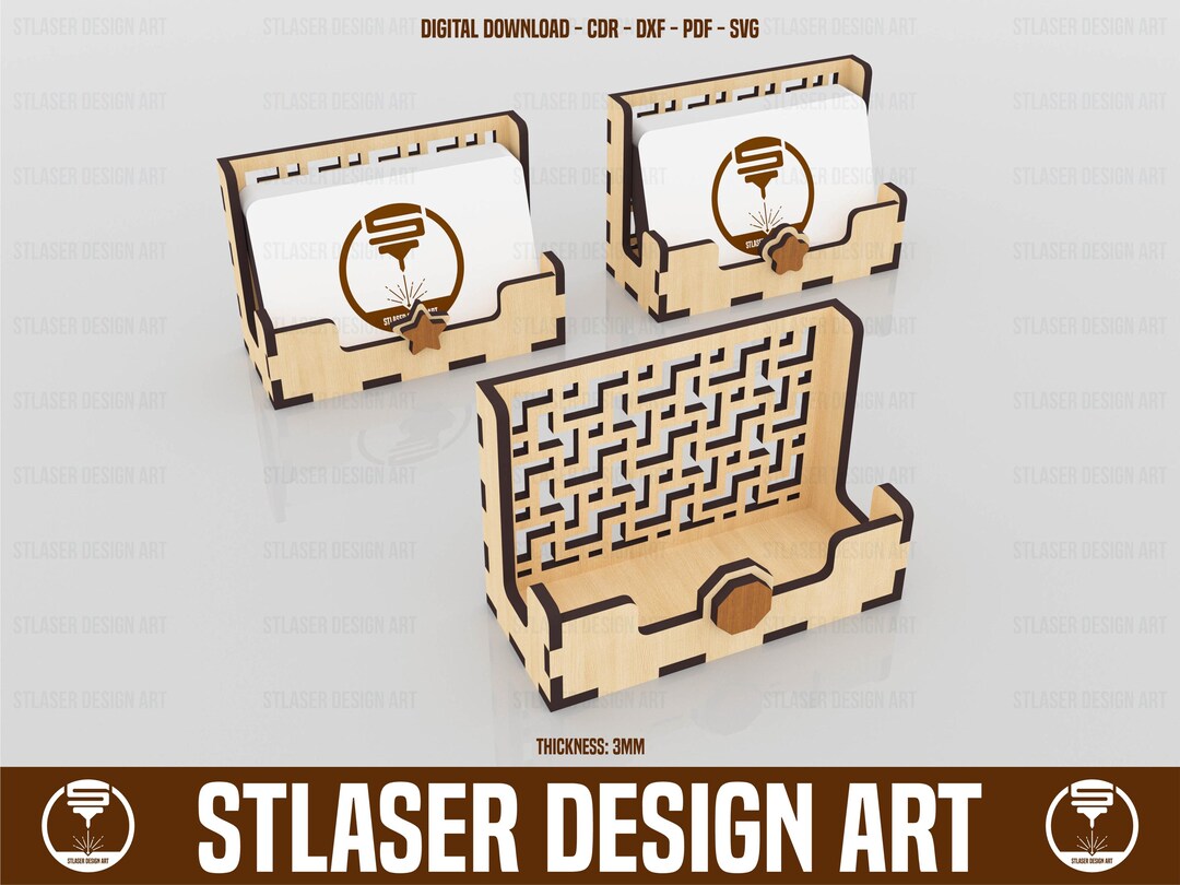 Business Card Holder Laser Cut Files, Vector Files for Wood Laser ...