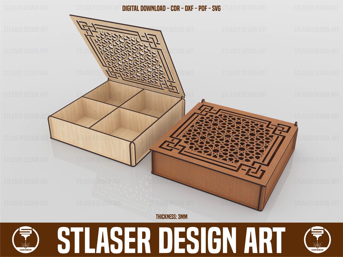 Decorative Gift Box Laser Cut Files, Laser Cut Jewellery Box, Laser Cut ...