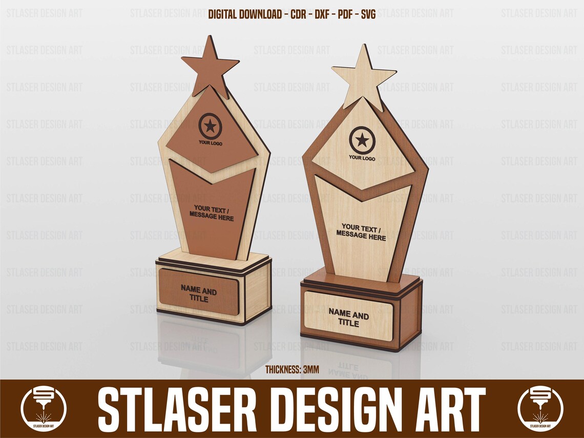 Award Trophy Laser Cut Files, Wood Award Svg Files, Vector Files for ...