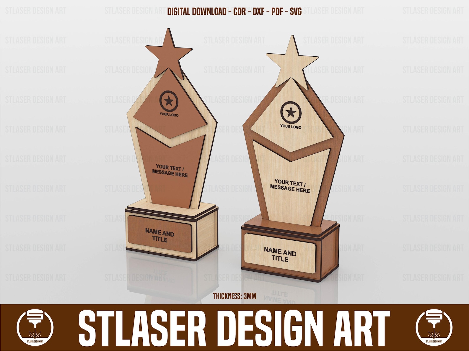 Award Trophy Laser Cut Files, Wood Award Svg Files, Vector Files for ...